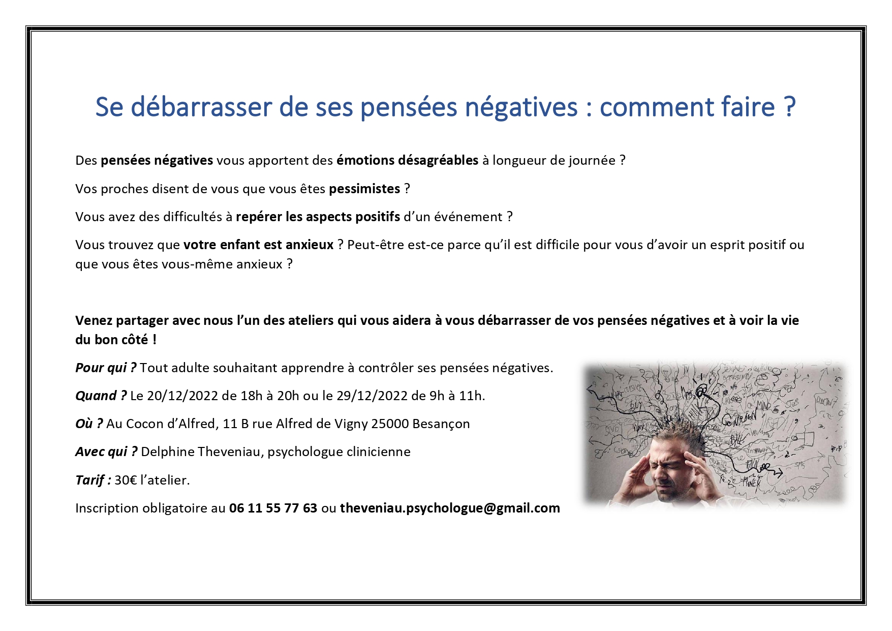 Se débarrasser des pensées négatives - Le Cocon d'Alfred